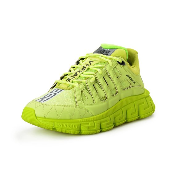 Versace | Shoes | Versace Mens Trigreca Lime Green Leather Canvas Logo ...